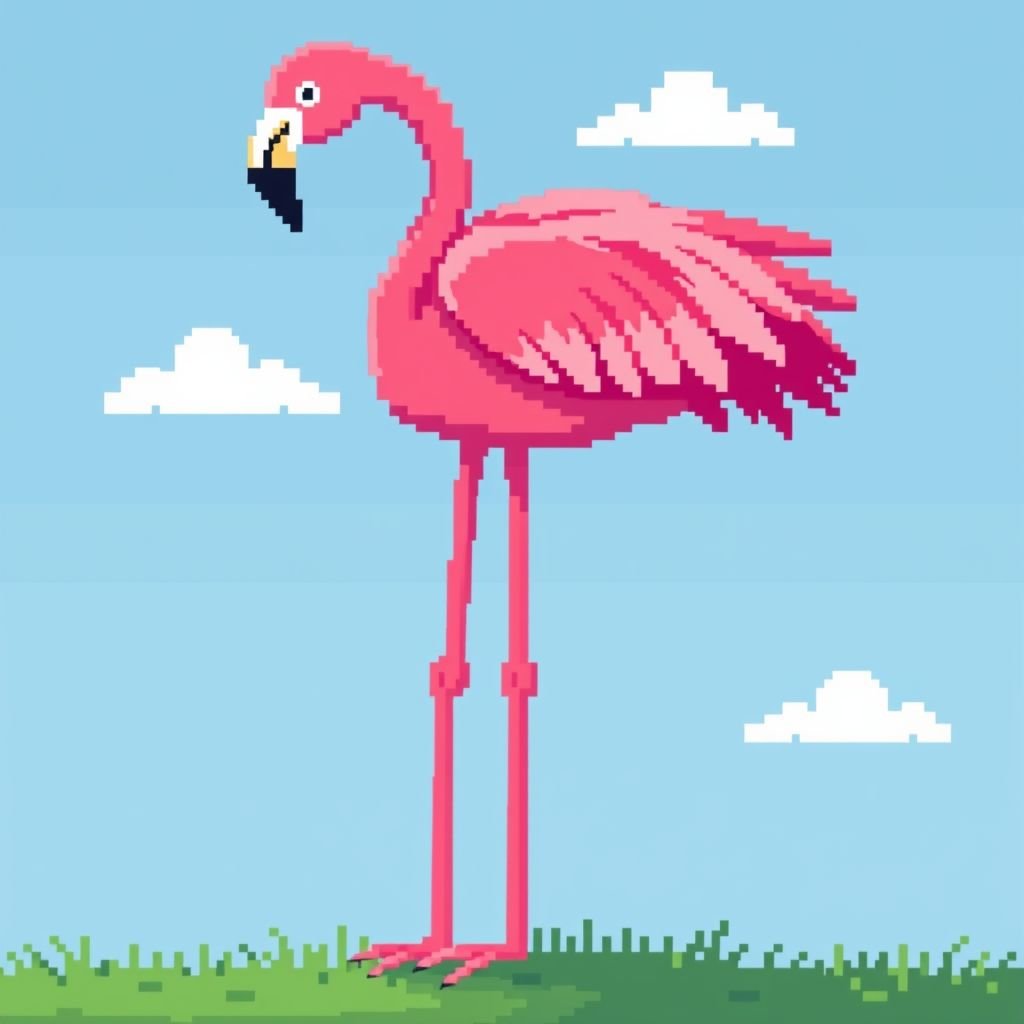 8 bit flamingo with simple background Pixel Art | pxlart