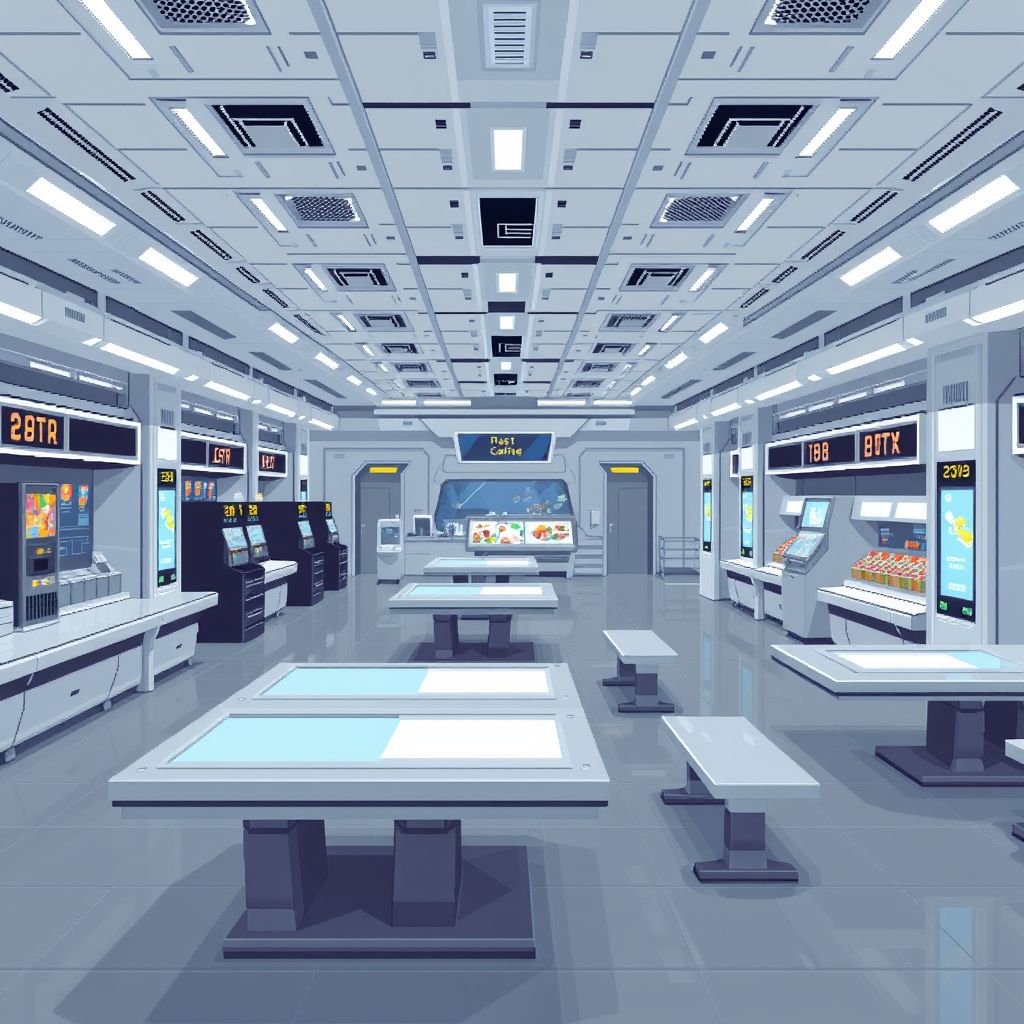 Explore A Sci Fi Cafeteria. Minimalist, Clean. Use A Mostly White And ...